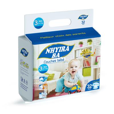 China Printed Disposable Baby Diaper Nappies with 3D Leak Protection - S/M/L/XL Sizes for 16-45 lbs Weight Range for sale