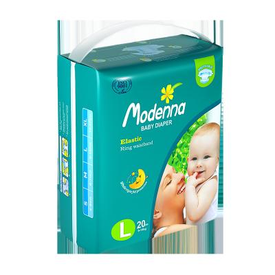 China Modenna Baby Disposable Cotton Diapers 6-22kg with 500-900ml Absorbency and Elastic Waistband for sale