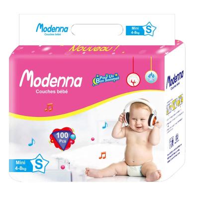 China Modenna Soft Breathable Disposable Baby Diapers with 600-800ml Absorption Capacity for 3-12kg Infants for sale