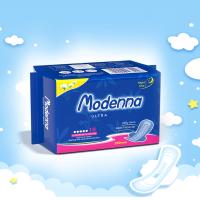 China Modenna 285mm Organic Cotton Sanitary Napkins with Anion Technology - Winged Ultra Thin Design for Night Use for sale