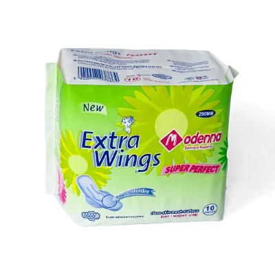China Manufacture In Factory Super Thin Disposable Non Woven Sanitary Napkins Pad With Blue Printing For Day And Night Use for sale