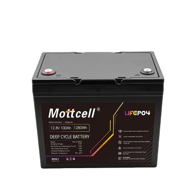 China 1280Wh 12V 100Ah LiFePO4 Rechargeable Battery Lightweight IP67 Protection for RV Marine Solar for sale