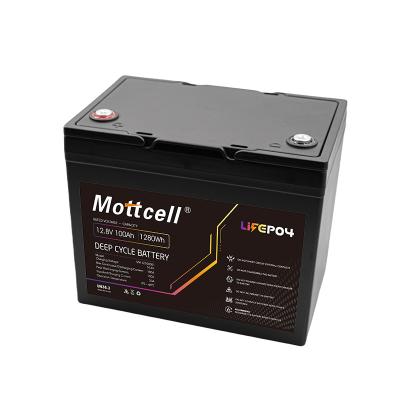 China 12V 100Ah LiFePO4 Battery 1280Wh Deep Cycle with 100A BMS for RV Solar Marine for sale