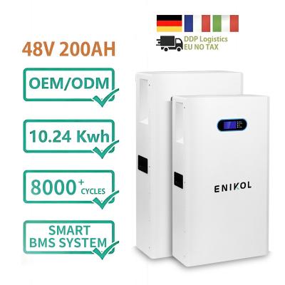 China Wall Mounted Solar Lifepo4 Battery 10kwh 48V 200ah Built In BMS for sale