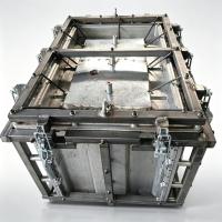 China Custom High-Capacity Vertical Deep-Draw Cast Aluminum Rotomolding Mold with Reinforced Steel Cage & Top-Opening Toggle Clamps for Industrial Tanks for sale
