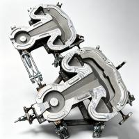 China Custom T-Shaped Complex Cast Aluminum Rotomolding Mold with Multi-Axis Clamping & Steel Frame for Engine Air Ducts & Multi-Branch Housings for sale