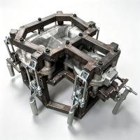 China Custom T-Shaped Complex Cast Aluminum Rotomolding Mold with Multi-Axis Clamping & Steel Frame for Engine Air Ducts & Multi-Branch Housings for sale