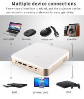 China S350 1080P Full HD DLP Projector with 4K 3D Support, Android 9.0 OS and Built-in Battery - 150 ANSI Lumens, 30000 Hour LED Life for sale