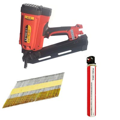 China 378*374*110mm Dimension 34 Degree Lithium Gas Framing Nail Gun for 2in Min Nail Length for sale