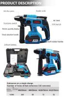 China Lightweight 21V Brushless Electric Power Hammer Drill with 2pcs 4.0Ah Lithium Battery for sale