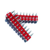 China Flat Head Gas Drive Pins for Mechanical Galvanizing Plastic Strip Collated Nails for sale