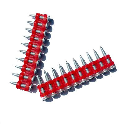 China Steel 60 Mechanical Galvanizing Gas Concrete Nails with Reinforced Red Collated Stripe for sale