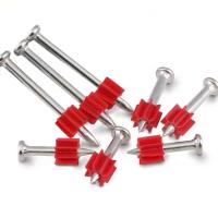 China General Head Diameter Silver Galvanized Shoot Nails with Red Rubber Washer 100 pcs PACK for sale