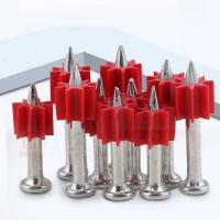 China General Head Diameter Silver Galvanized Shoot Nails with Red Rubber Washer 100 pcs PACK for sale