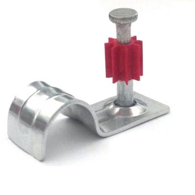China 7.6mm Head Diameter Pin Clip Nail One Hole Conduit Strap for Secure Attachment to Concrete for sale