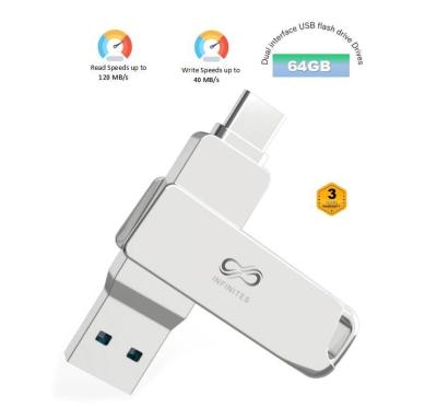 China Infinites Dual Interface USB Drive USB C+USB3.2 Equipped with USB C/Type-C Interface and USB a/USB 3.2 High-Speed Interfac 64GB for sale