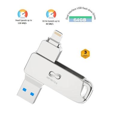 China Mfi Certified High Quality Ios Flash Drive Dual Interface USB Flash Drive Read Speed of up to 120 MB/S and a Write Speed of 40 MB/S for sale