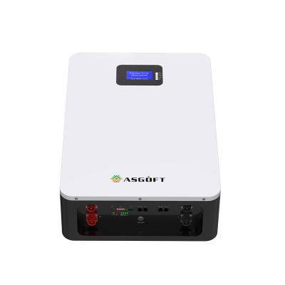 China Asgoft Solar System Battery 20kw 5Kw Power Lithium Wall Mounted 48v 100ah 200ah 5Kwh 10Kwh LifePo4 Battery for sale