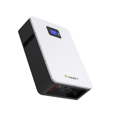 China Asgoft Solar System Battery 20kw 5Kw Power Lithium Wall Mounted 48v 100ah 200ah 5Kwh 10Kwh LifePo4 Battery for sale