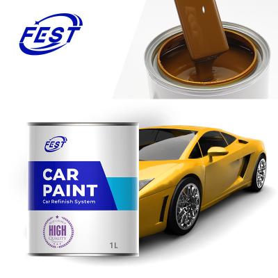 China 1K Solid Basecoat Car Paint Yellow High Gloss Fast Dry Automotive Spray Paint 1L for sale