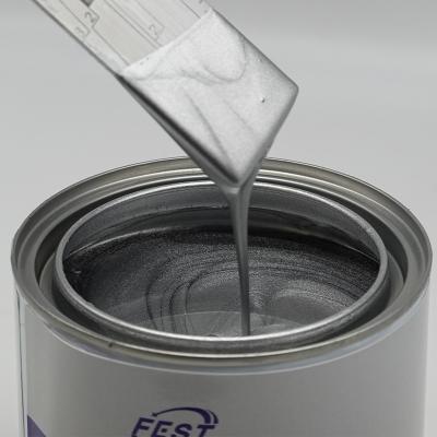 China 1K Solid Silver Car Paint Medium Aluminum High Gloss Fast Dry Automotive Coating 1L for sale