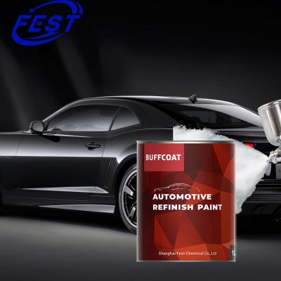 China 1K Solid Colors Automotive Paint Deep Black High Gloss Fast Dry Car Refinish Coating 1L for sale