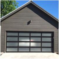 China Full Vision Customized Morden Insulated Automatic Overhead Aluminum Alloy Automatic Black Garage Doors For Home for sale