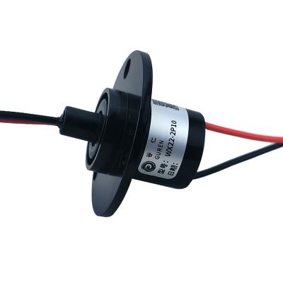 China 2-Way 10A Compact Slip Ring with Flange - 22mm Diameter, 26mm Length, PBT Housing, AWG17 Teflon Wire for sale