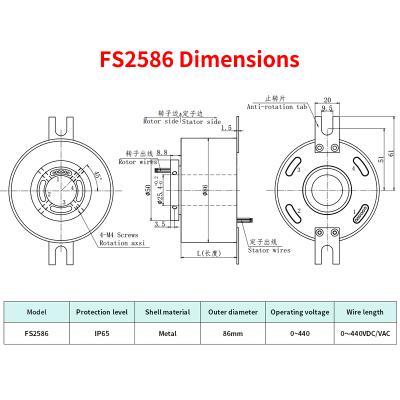 China IP65 Waterproof Conductive Slip Ring with 25.4mm Center Hole for 0-440V Power and Signal Transmission for sale