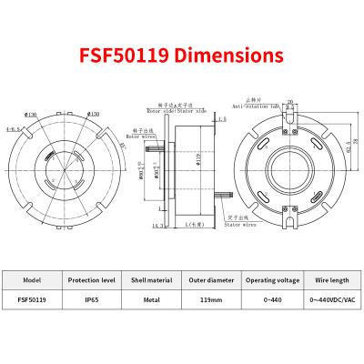 China IP65 Waterproof Slip Ring with 50mm Aperture and 250rpm Speed for Industrial Power Transmission for sale