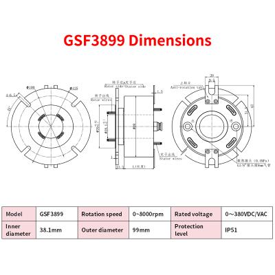 China GSF3899 High Speed Slip Ring with 38.1mm Aperture and 8000rpm Speed for Industrial Equipment for sale