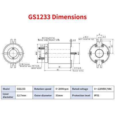 China Ultra Small High Speed Rotary Slip Ring 33mm Outer Diameter 2000rpm with 12.7mm Center Hole for sale