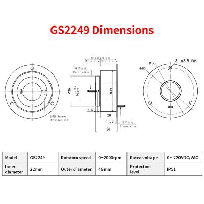 China Ultra Thin High Speed Slip Ring 49mm OD 22mm ID 2000rpm Compact Design for Industrial Applications for sale