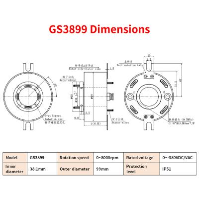China 38.1mm Large Aperture Electrical Rotary Union 8000rpm 380VAC with Gold-Plated Alloy Brushes for Industrial Applications for sale