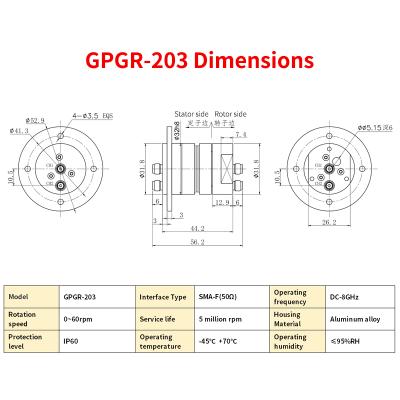 China SMA-F Interface 2 Channel High Frequency Rotary Joint 5.62cm Length DC-8GHz 60rpm for sale
