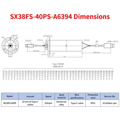 China 10-Channel Type-C Slip Ring with 38mm Outer Diameter and IP65 Waterproof Rating for Industrial Data Transmission for sale