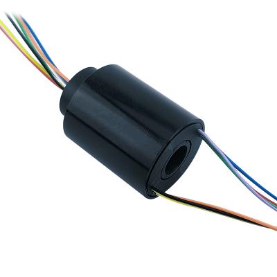 China 8 Channel 2A Miniature Hollow Slip Ring 9mm Center Hole PBT Housing 25mm OD for sale