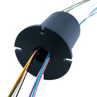 China 12 Channel 2A Hollow Flange Slip Ring 380V IP51 12.7mm Bore Black Aluminum Alloy for sale