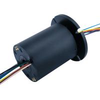 China 12 Channel 2A Hollow Flange Slip Ring 380V IP51 12.7mm Bore Black Aluminum Alloy for sale