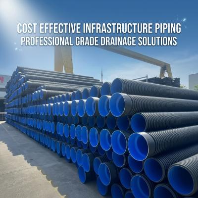 China Corrosion Resistant DWC HDPE Pipe SN4 SN8 HDPE Corrugated Pipe Double Wall for sale