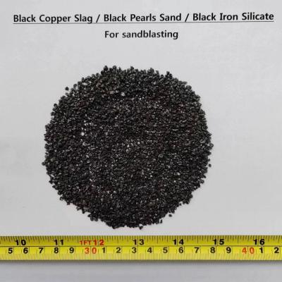 China Black Copper slag black Iron-silicate black pearls sand 1~3mm for sandblasting medium for sale