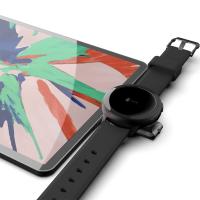 China Dual Plug Black Samsung Watch Wireless Charger Galaxy Watch Wireless Charging 3W for sale