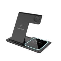 China Foldable 3 In 1 Fast Charger Dual Coil Design Wireless Charging Station for sale