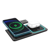 China Foldable 3 In 1 Fast Charger Dual Coil Design Wireless Charging Station for sale