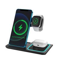 China Foldable 3 In 1 Fast Charger Dual Coil Design Wireless Charging Station for sale