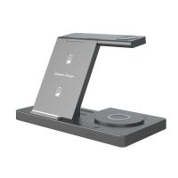 China Desktop 5 In 1 Wireless Charging Station For Apple & Samsung Night Light 15w Black And White for sale