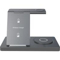 China Desktop 5 In 1 Wireless Charging Station For Apple & Samsung Night Light 15w Black And White for sale