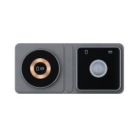 China Mobile Phone Watch Earphone 15W Foldable Travel Wireless Charger Blue and Grey for sale