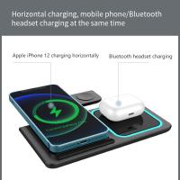 China 5 In 1 Holder Wireless Charging Stand For Apple Android 15W With LED Light for sale
