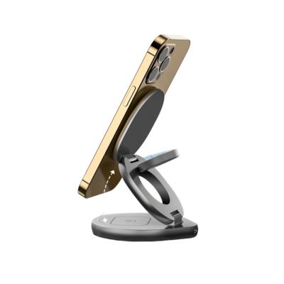 China Strong Magnetic Metal Ce Travel Wireless Charger Non Rotatable 3 In 1 Apple Charger FCC for sale